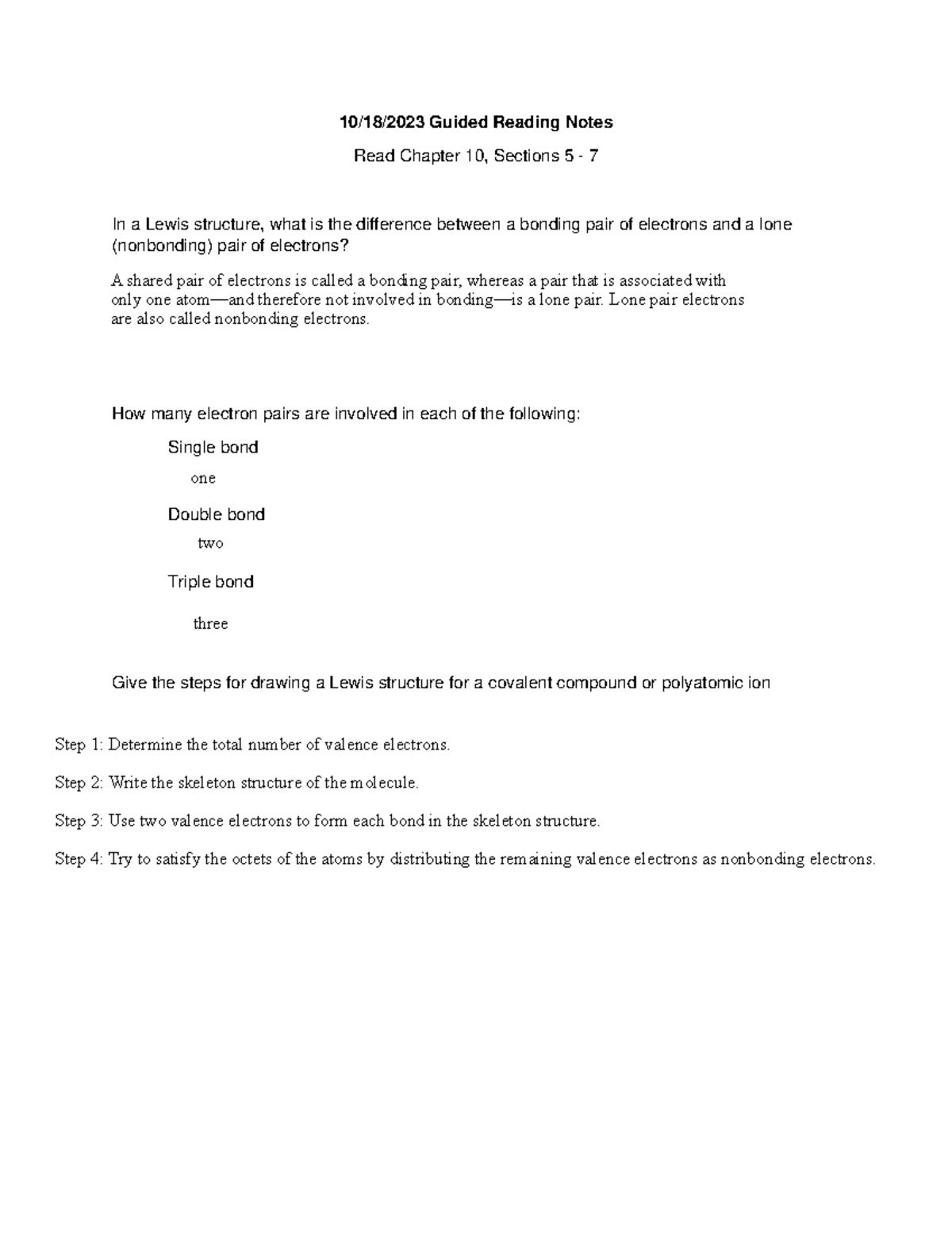 1018 Guided Reading Notes - 10 / 18 /2023 Guided Reading Notes Read ...
