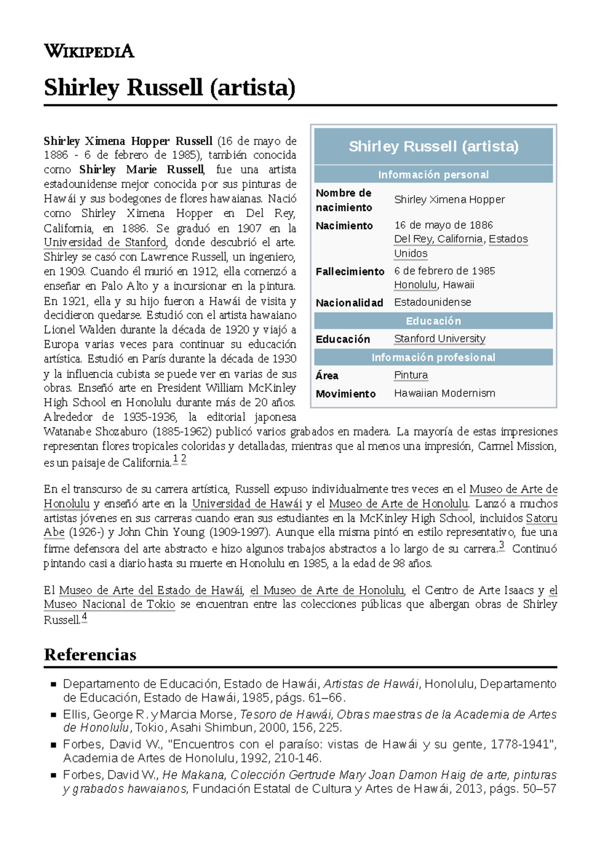 Shirley Russell (artista) - Shirley Russell (artista) Información ...