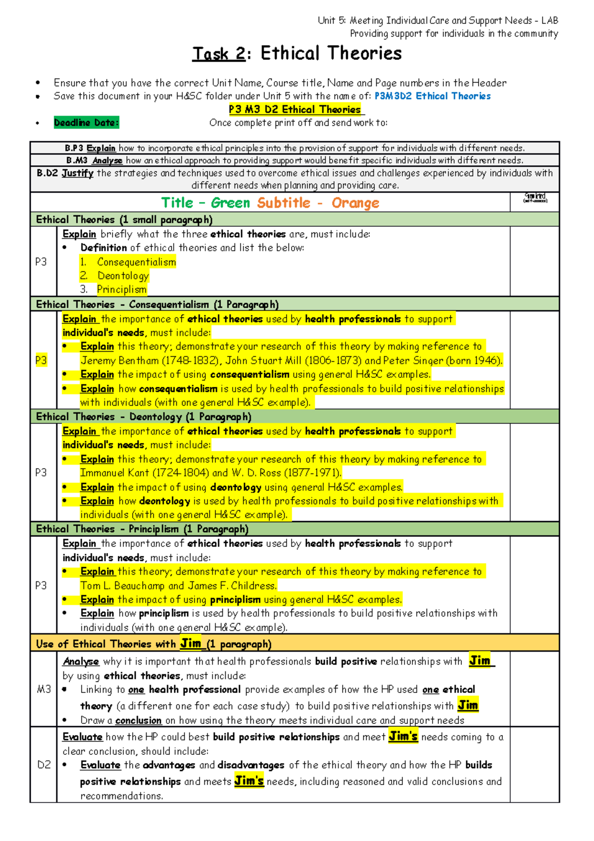 Unit 5 LAB Task 2 Unit 5 LAB Task 2 Unit 5 Meeting Individual Care