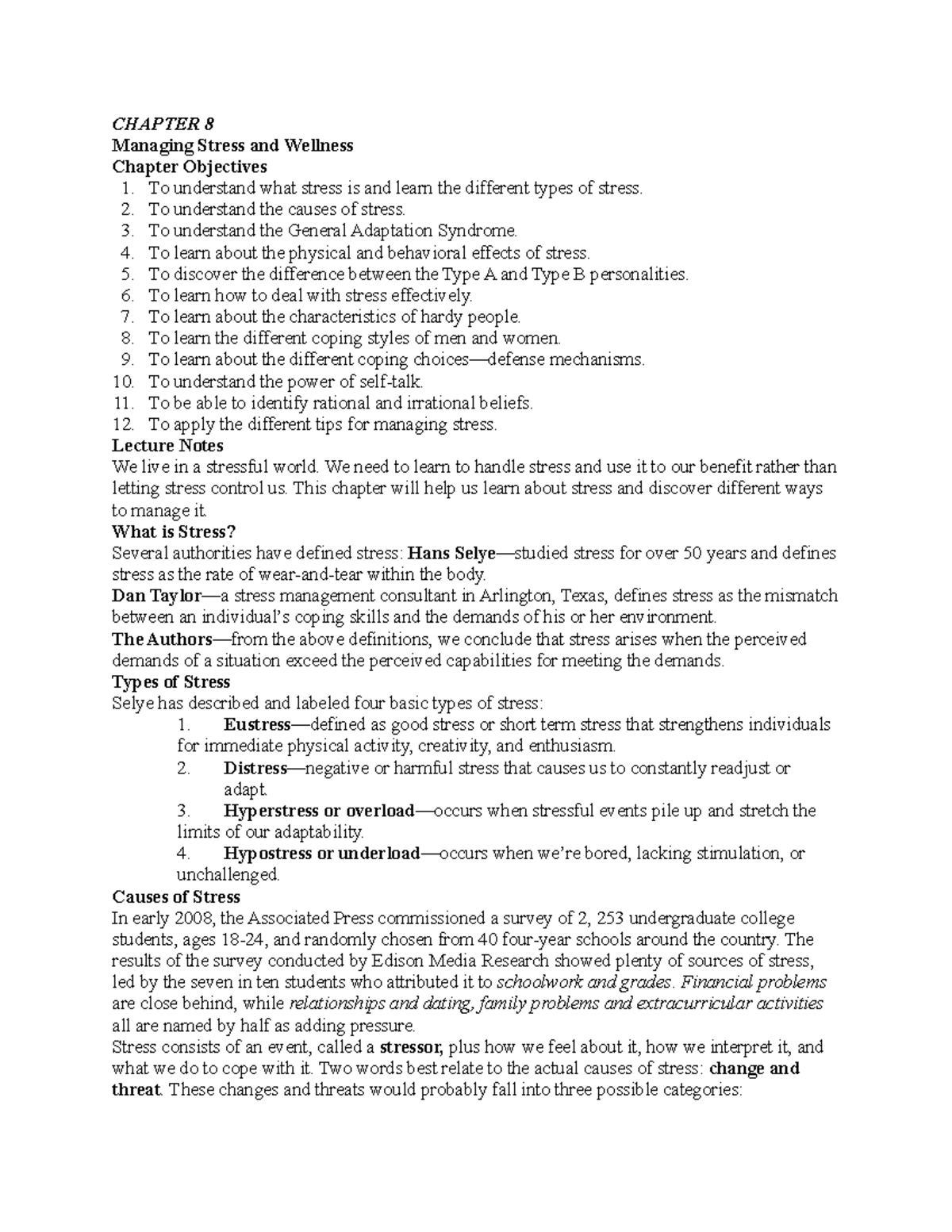 Chapter 8 Notes - This class was taught by professor gardner - CHAPTER ...