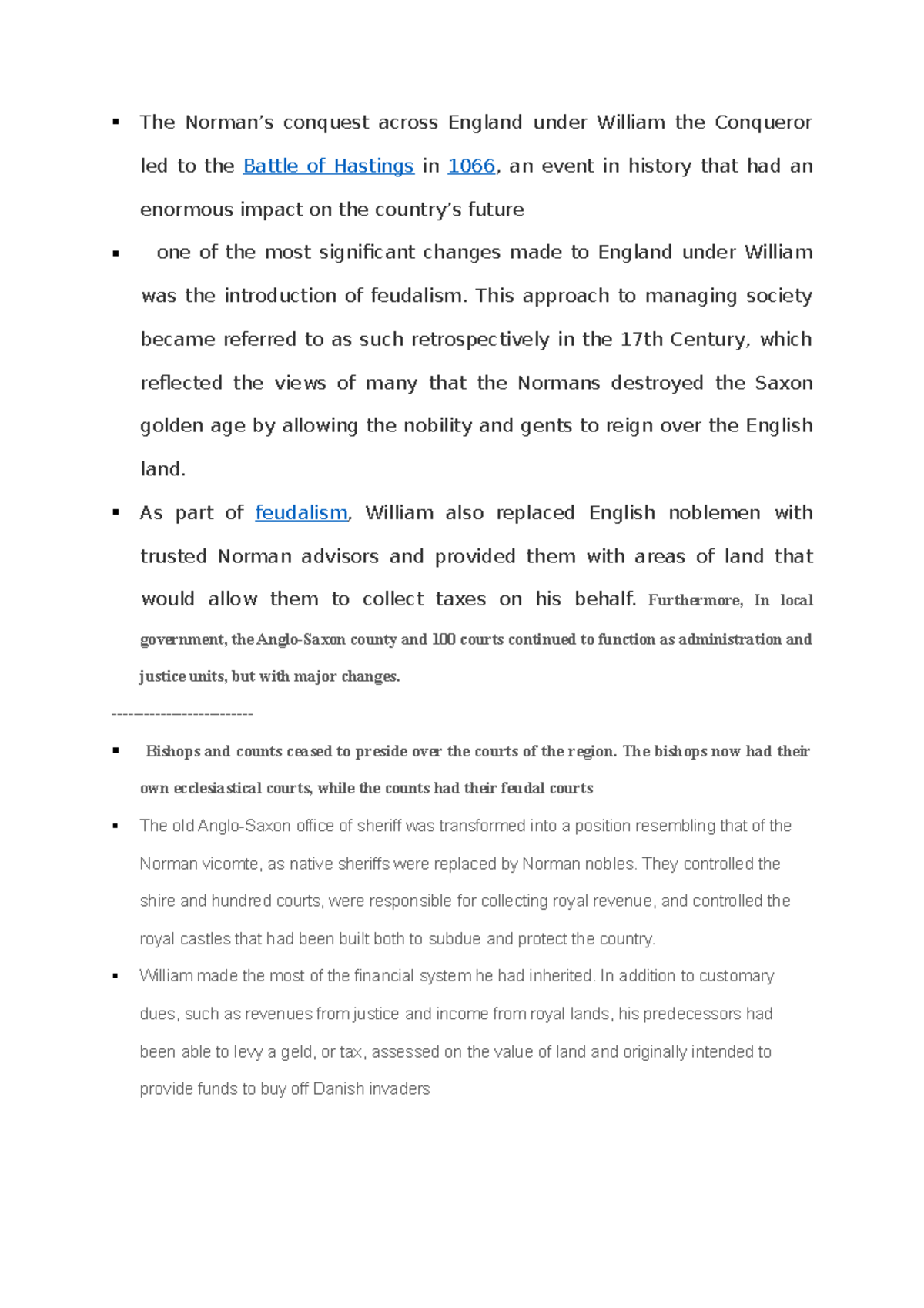 Norman Legacy; Feudal System - The Norman’s conquest across England ...