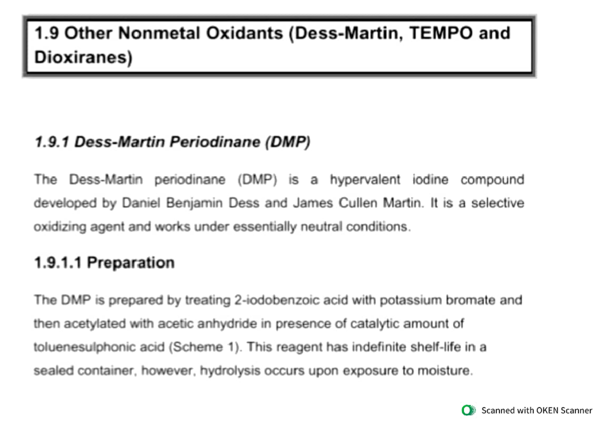 Dmp Oxidation | Dess Martin Periodate – EBRX