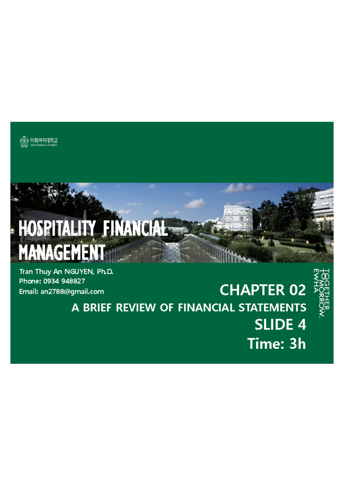 PSU-FIN 413 - Hospitality Financial Management - 2020F - Lecture Slides ...
