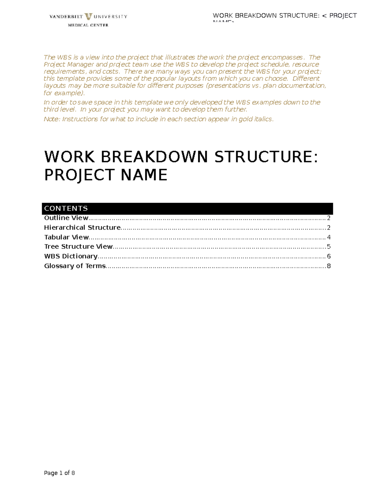 Work Breakdown Structure Template(1) - The WBS is a view into the ...