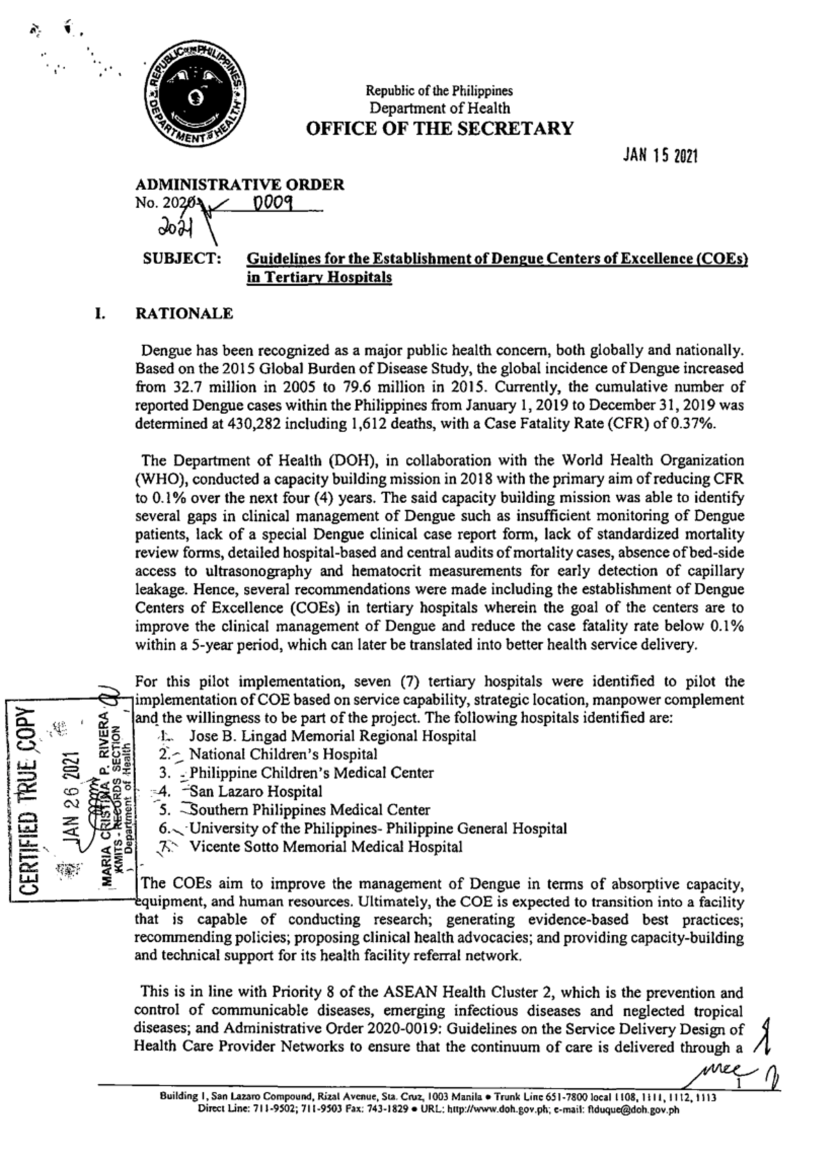 DOH-Administrative-Order-No-2021-0009hwhshs - L Republic of the ...