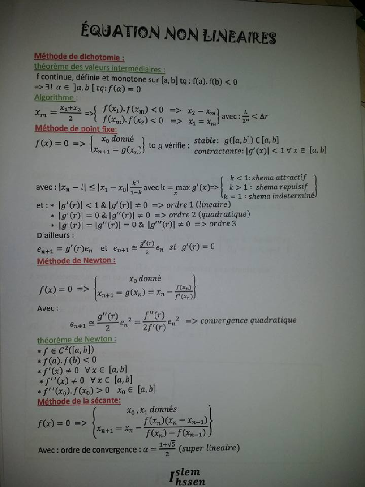 Resumé - resume - Analyse Numérique - Studocu