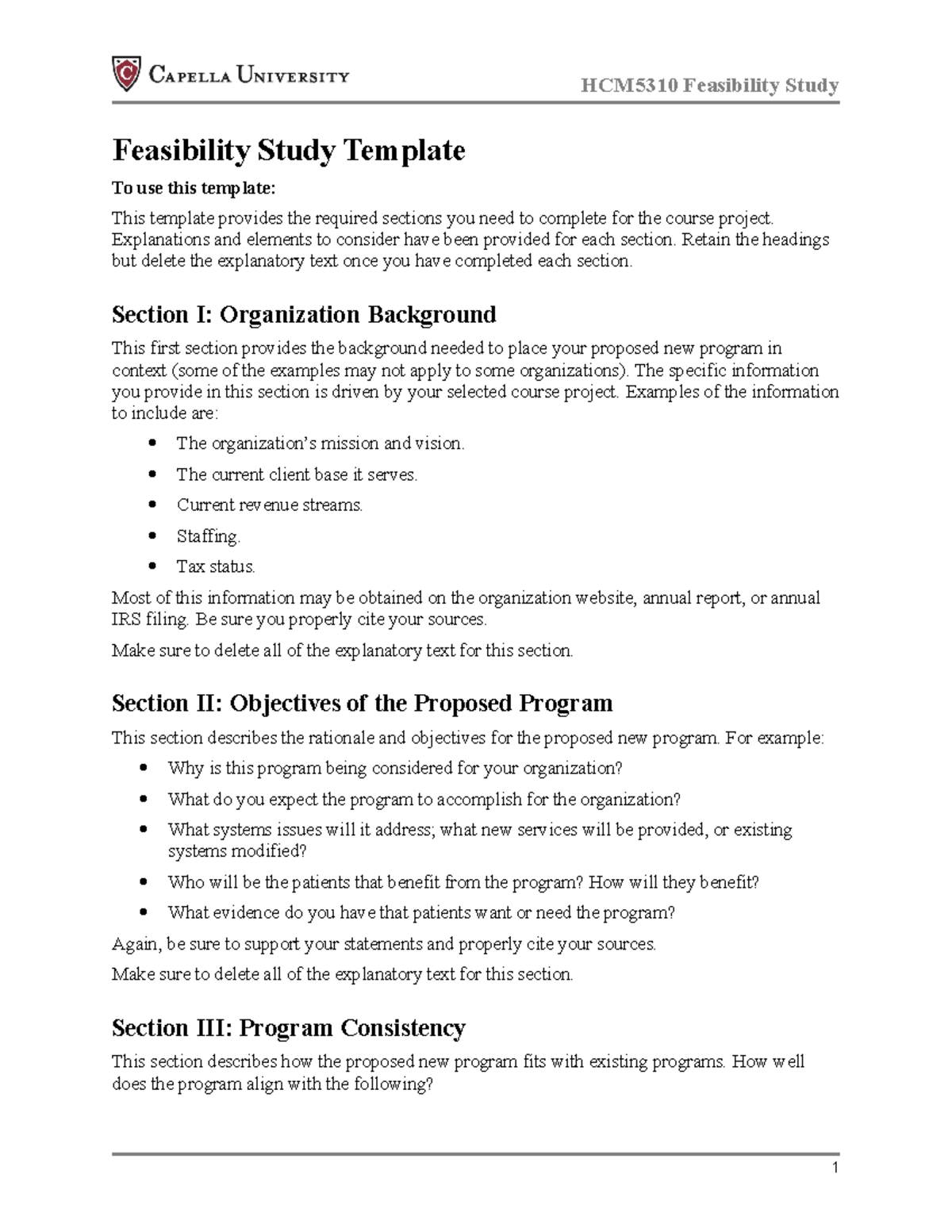 HCM-FPX5310 cf feasibility study template - HCM5310 Feasibility Study Feasibility Study Template ...