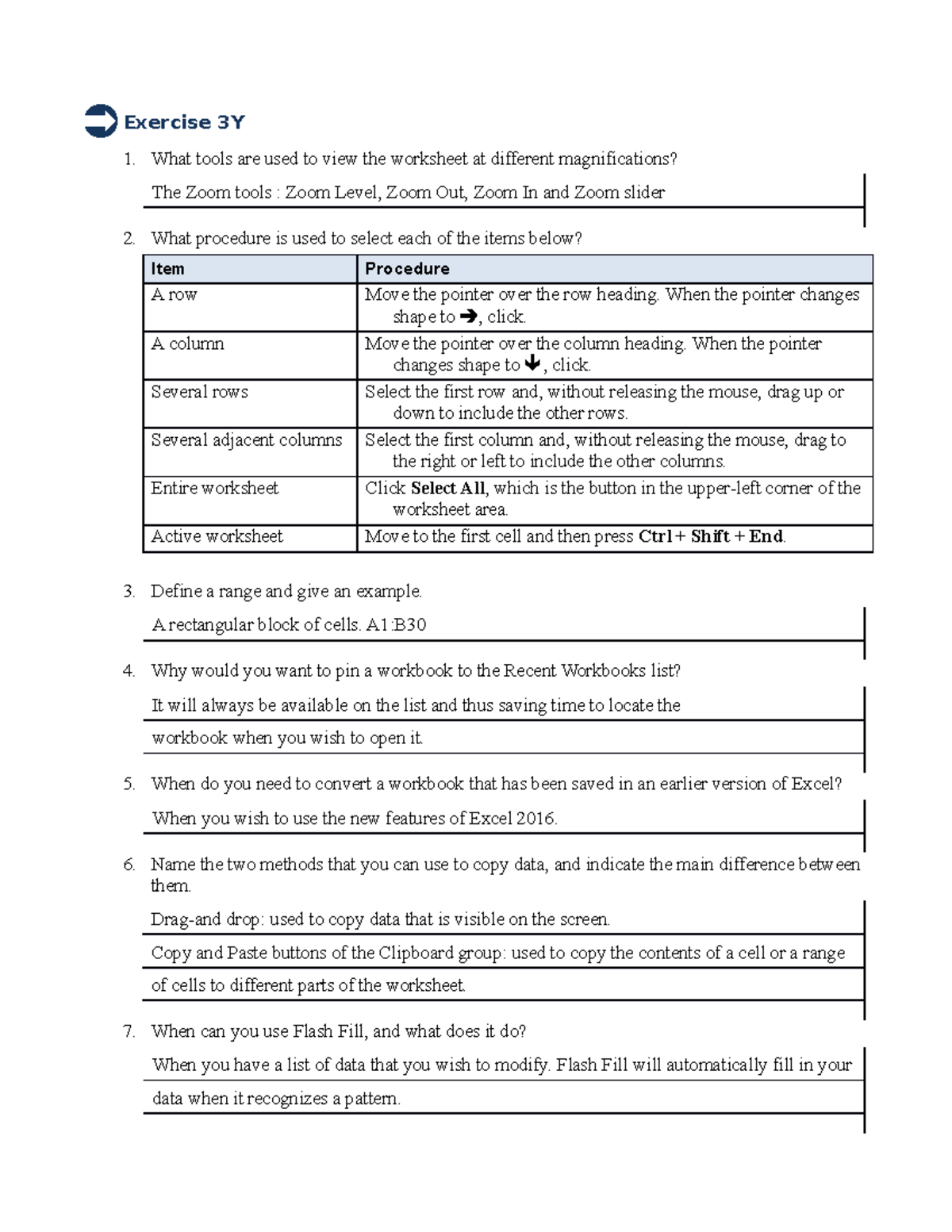 Exercise 3Y - Material for weekly quizzes - Exercise 3Y What tools are ...