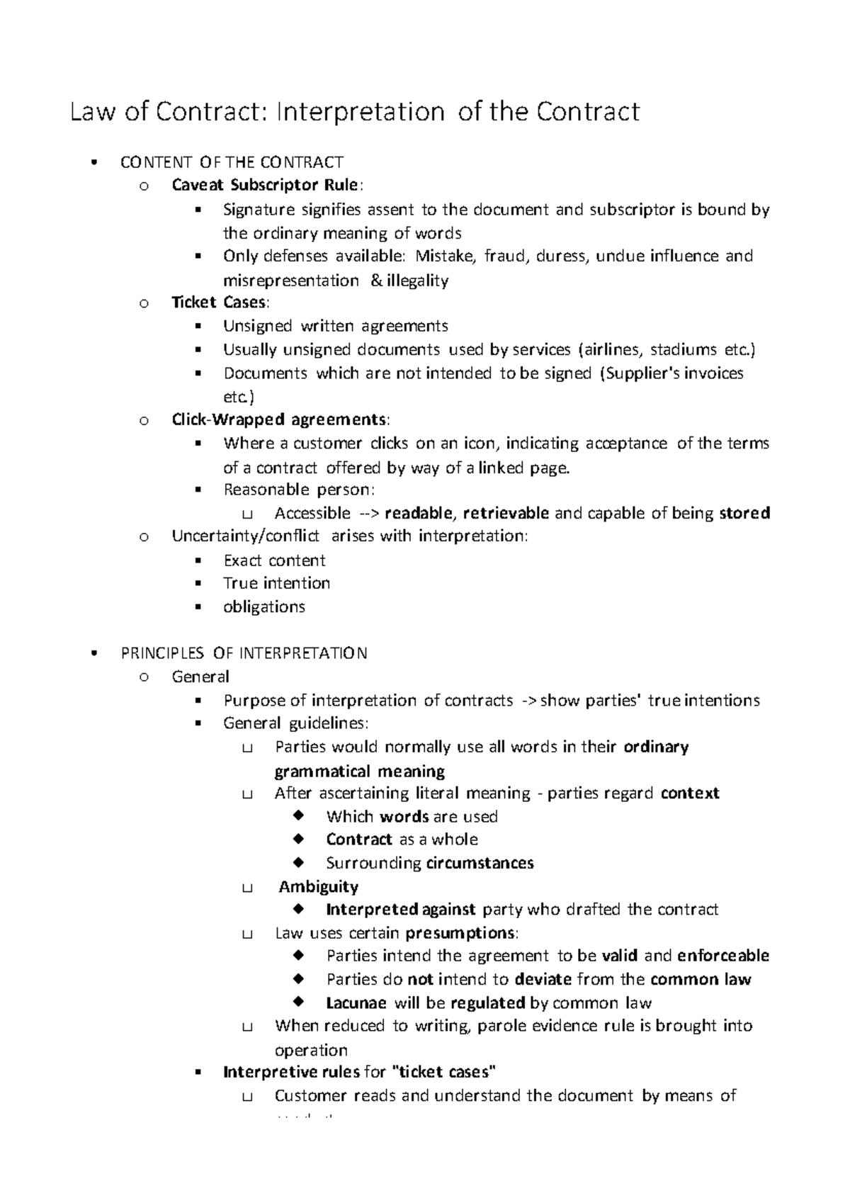 Law of Contract Interpretation of the Contract - ) Documents which are ...
