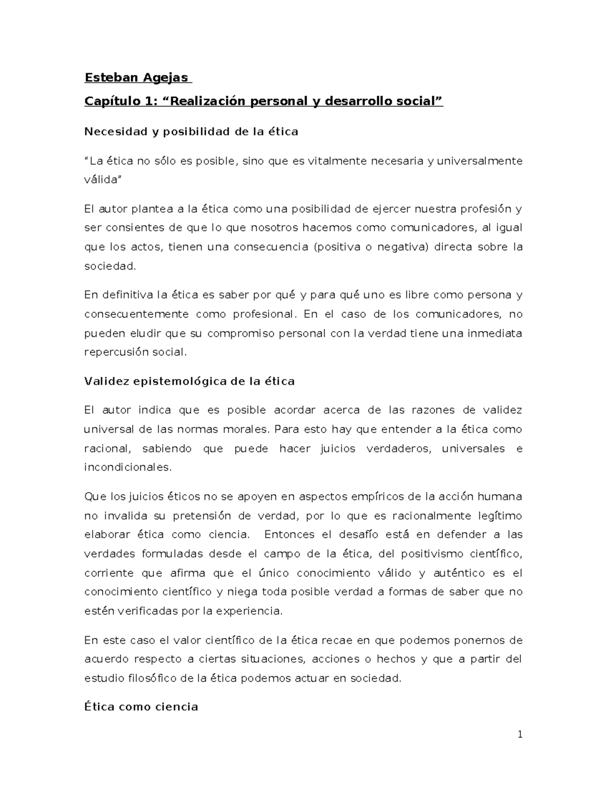 Agejas y Ocejas (cap. 1, 2, 6, 13) - Esteban Agejas Capítulo 1: “Realización personal y ...