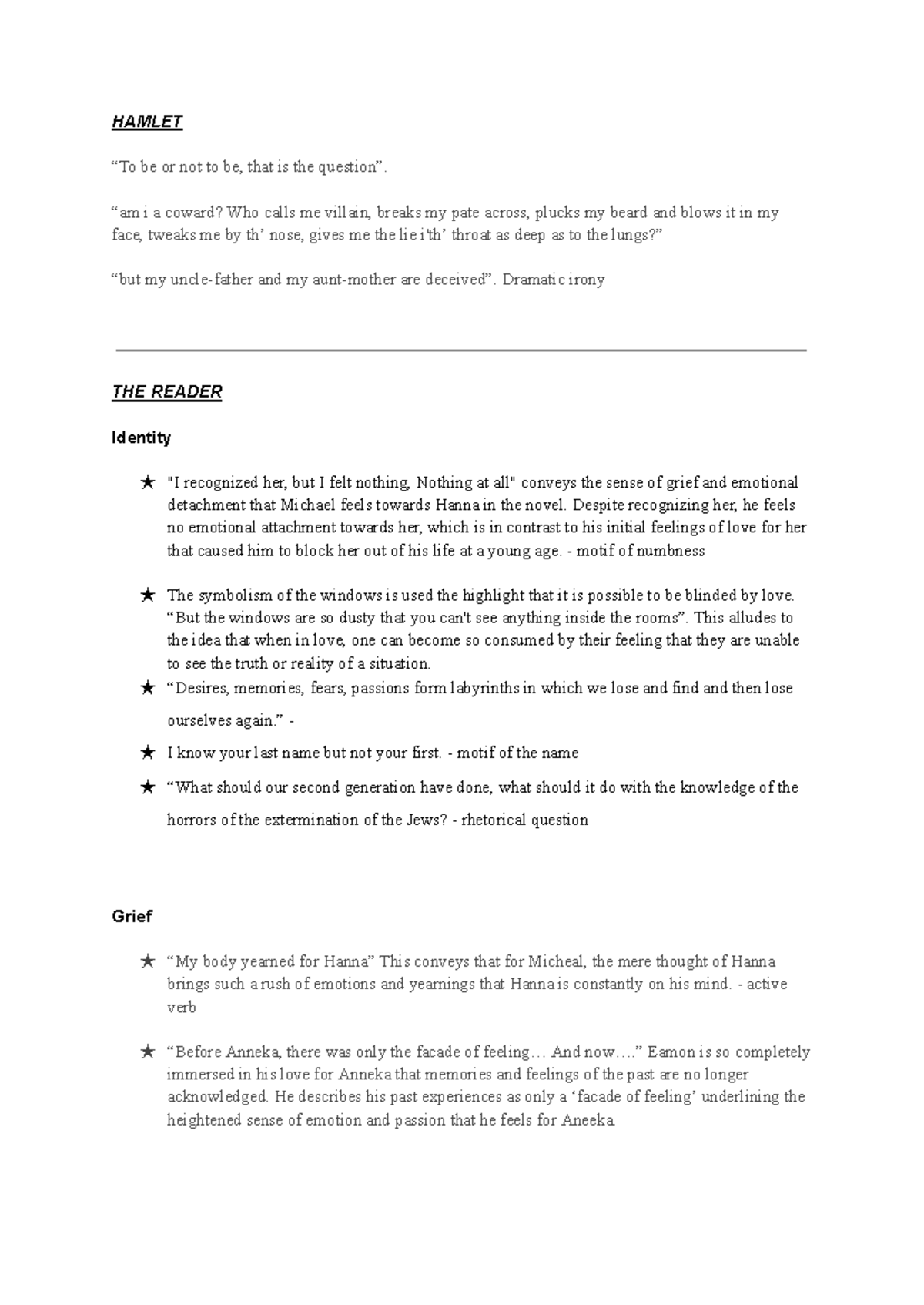Paper 2 Overview - HAMLET “To be or not to be, that is the question ...