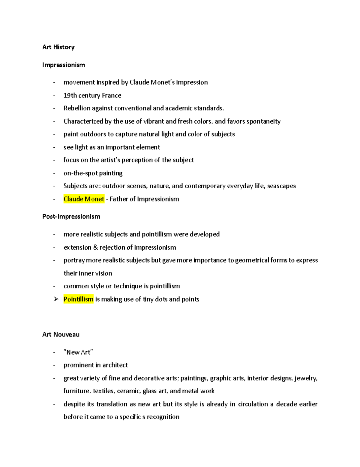 Art History Impressionism to Installation Art - Art History ...