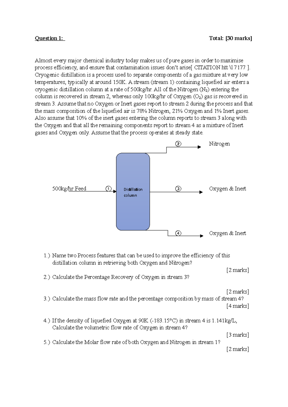 MB Distillation 3- material balance questions for tests. - Question 1 ...