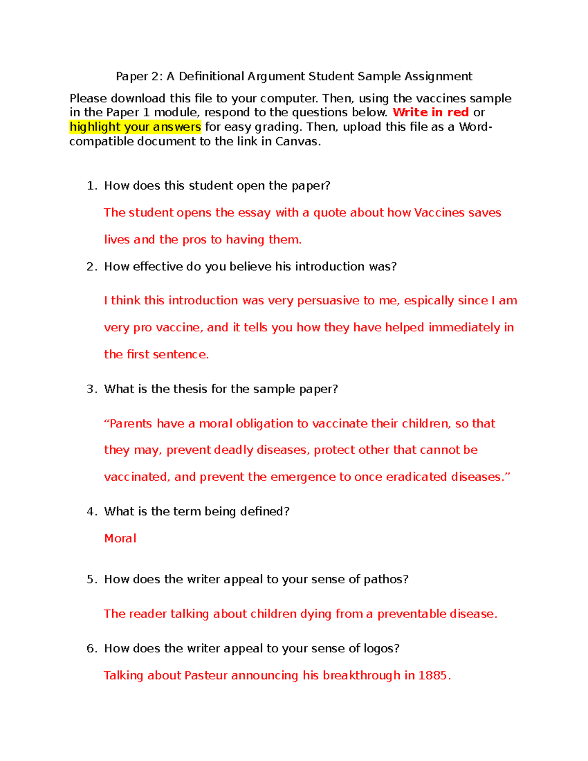 Definitional Argument Sample Exercise - Paper 2: A Definitional ...