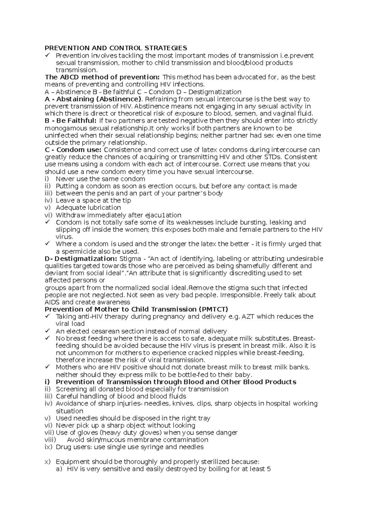 Prevention AND Control Strategies OF HIV - PREVENTION AND CONTROL ...