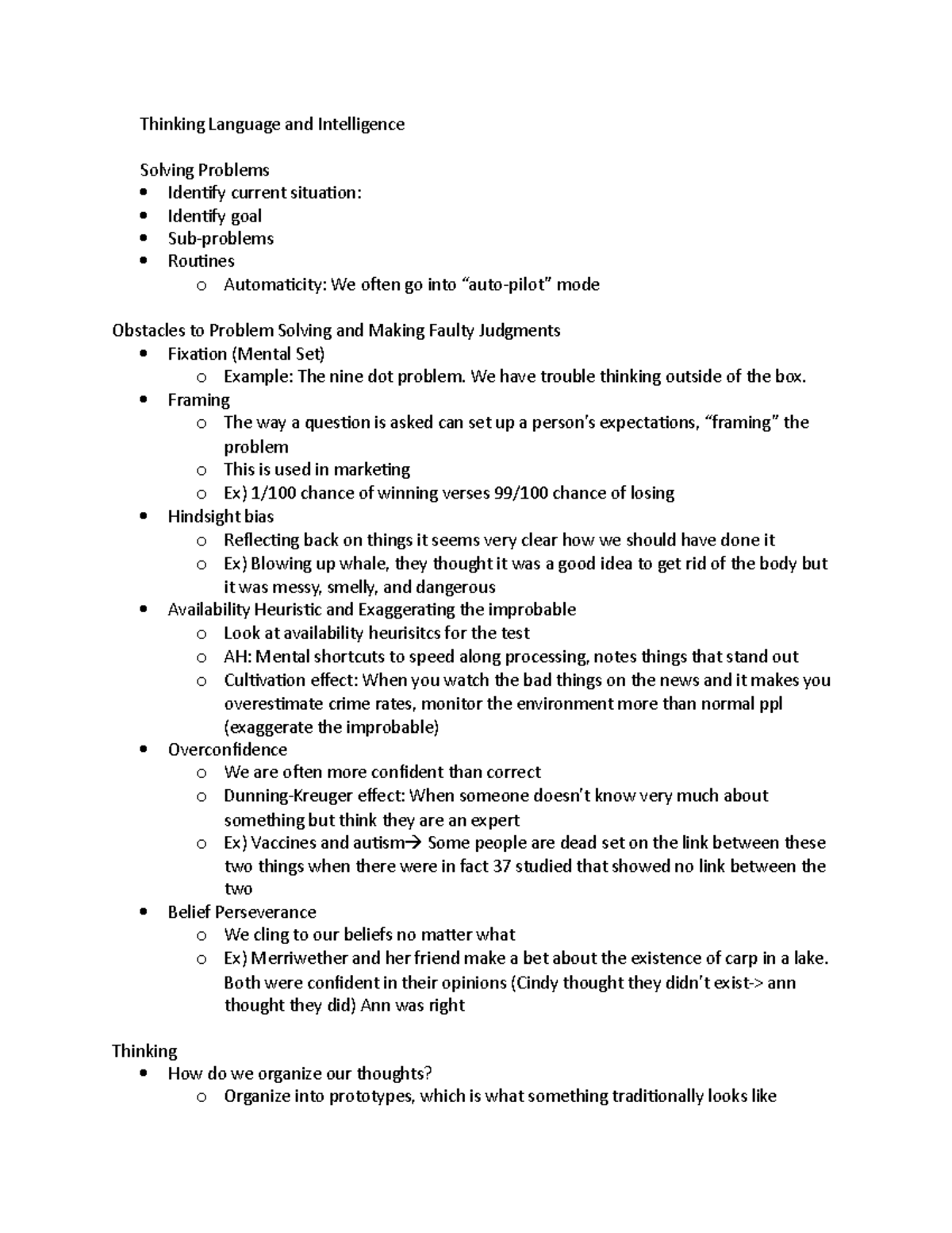 Thinking language and intelligence (Chapter 9 - Thinking Language and ...