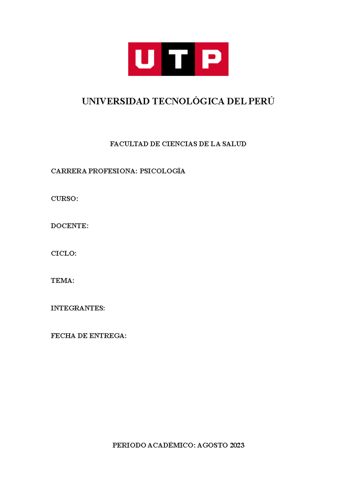 Carátula UTP - caratula utp para informes - observación y entrevista ...