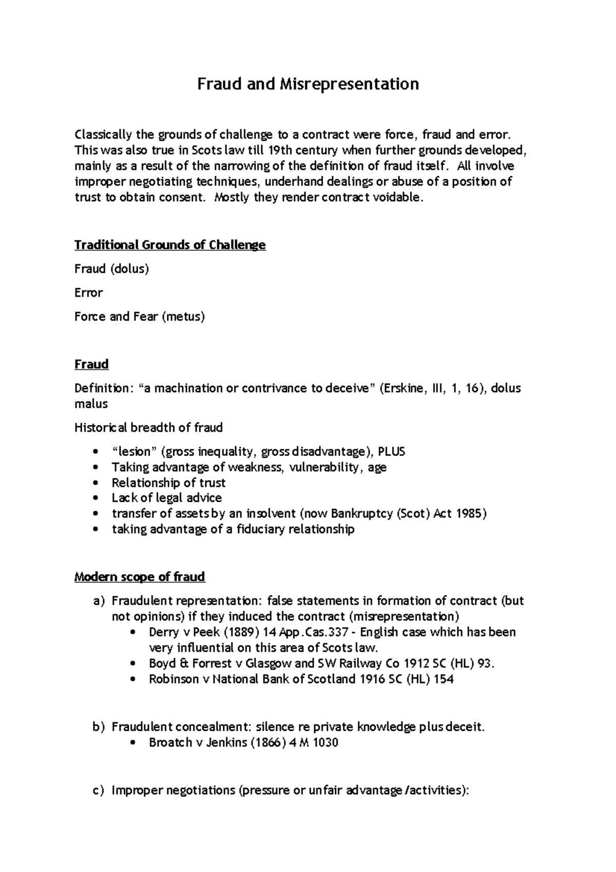 9. Fraud and Misrepresentation (unfinished) - Fraud and ...