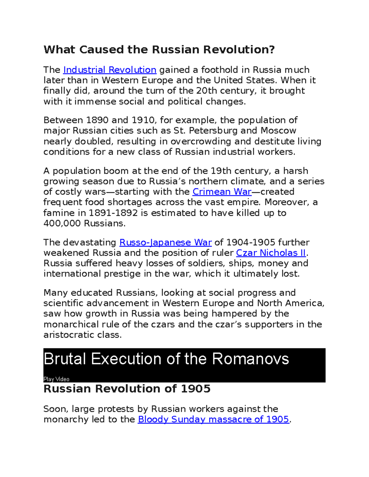 Russian , marxist revolution and stalin - What Caused the Russian ...