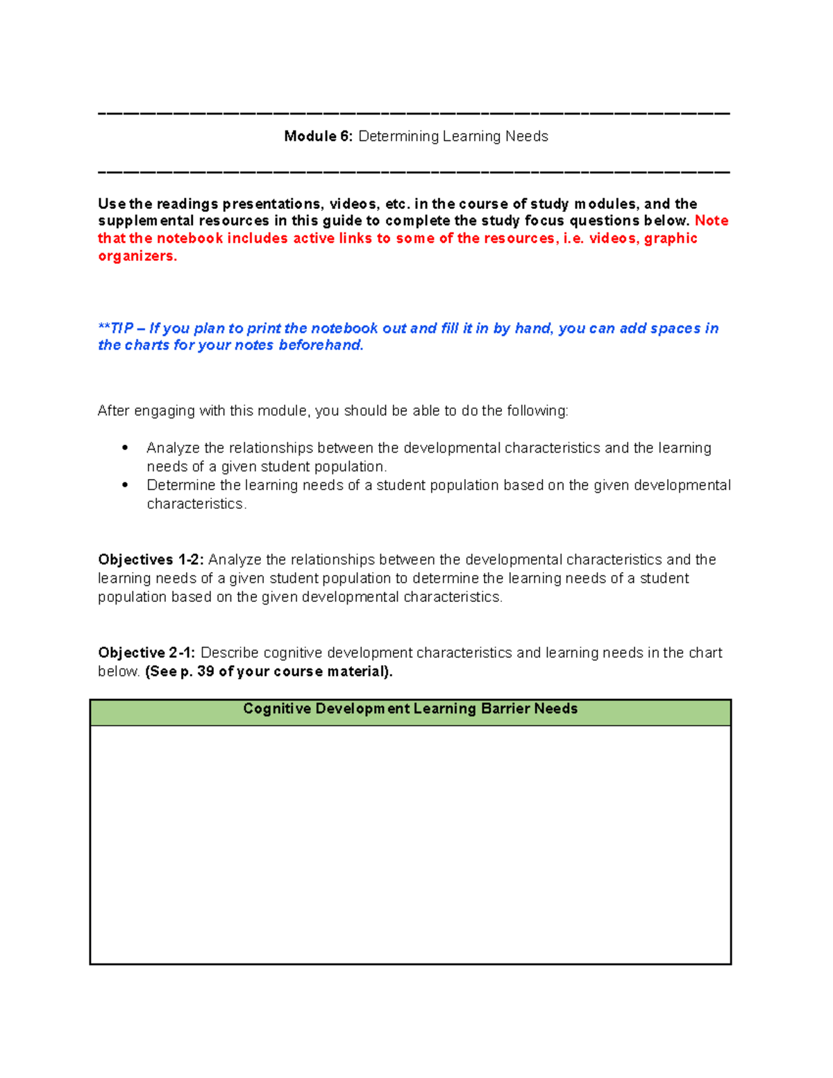 Module 6 Notebook - Updated - - Studocu