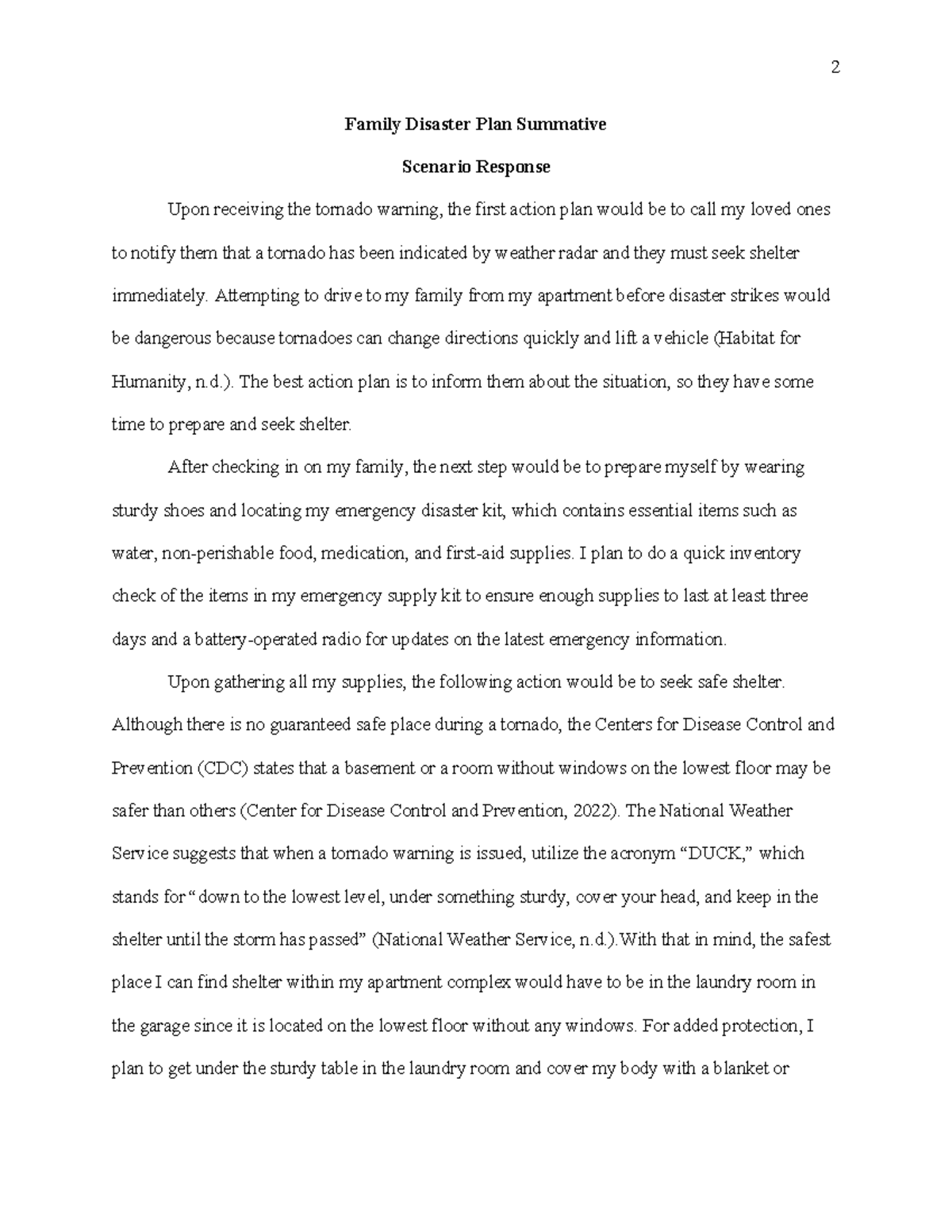 Family Disaster Plan Summative - Family Disaster Plan Summative ...