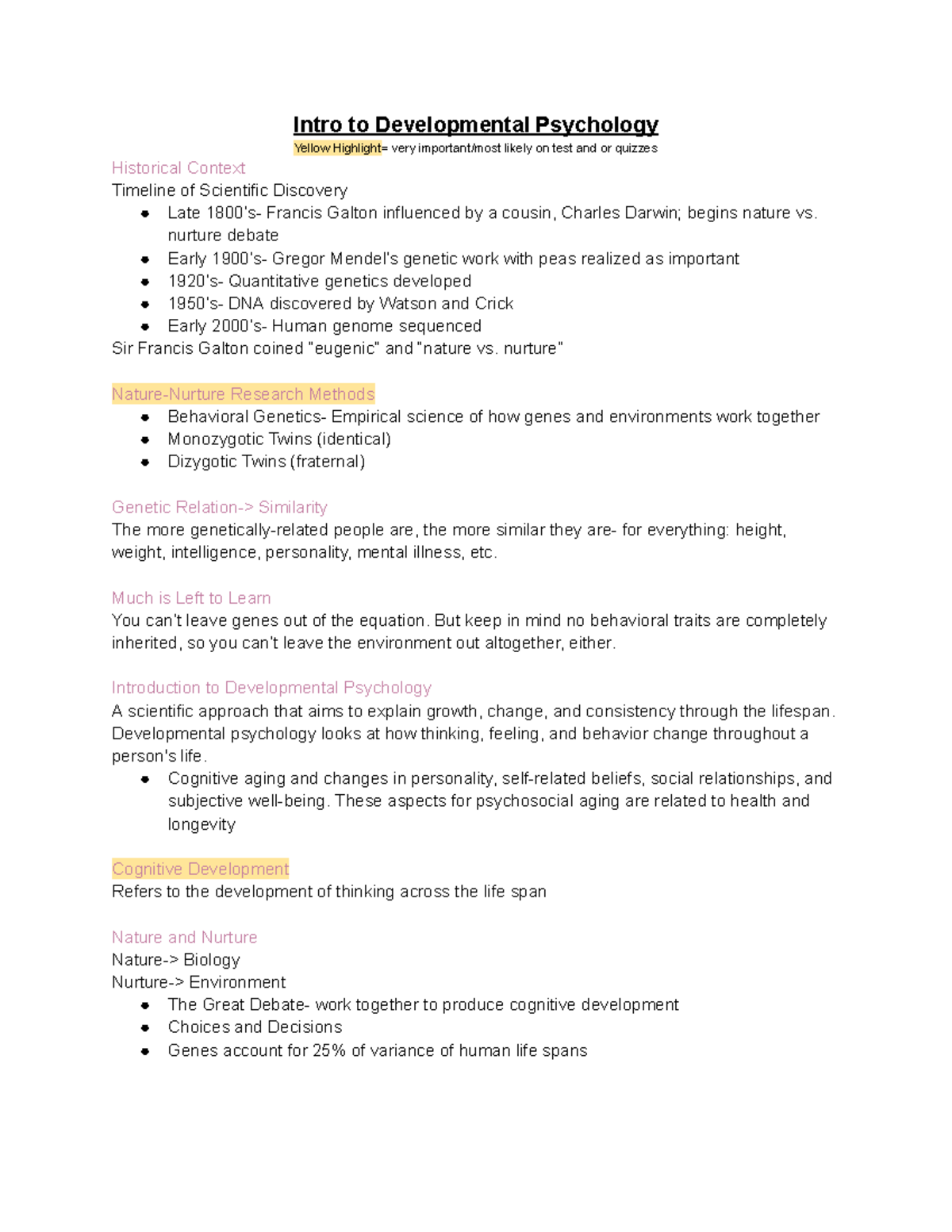Intro to Developmental Psychology - nurture debate Early 1900’s- Gregor ...