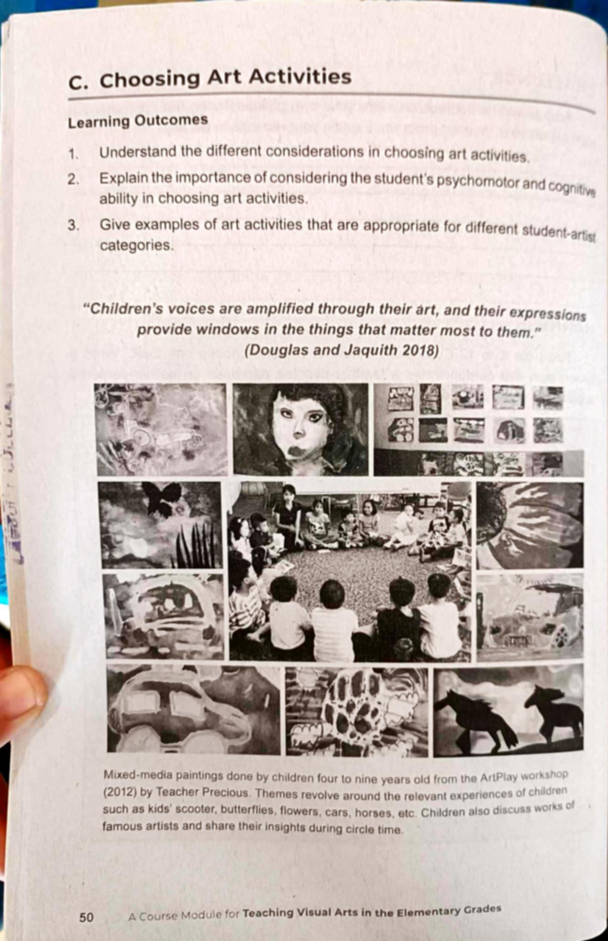 Teaching ARTS 3 - enjoy - C. Choosing Art Activities Learning Outcomes ...