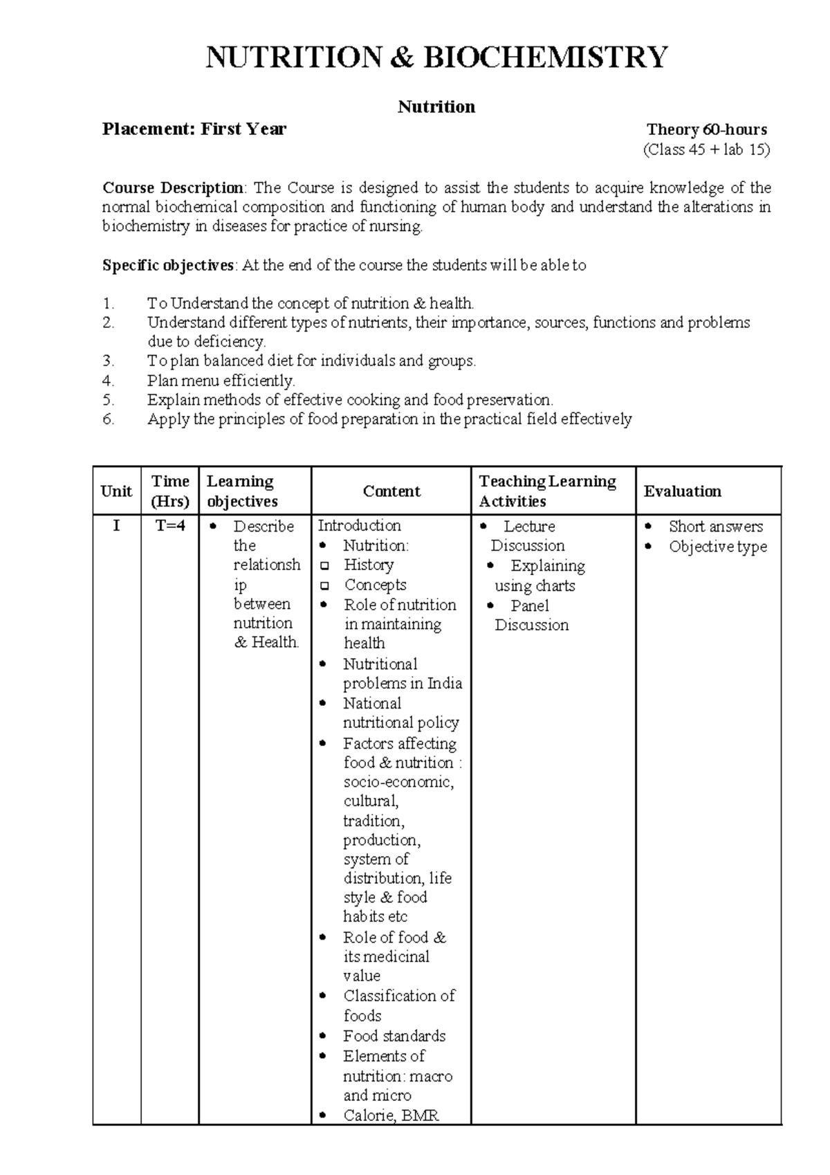 Nutrition biochemistry - NUTRITION & BIOCHEMISTRY Nutrition Placement ...