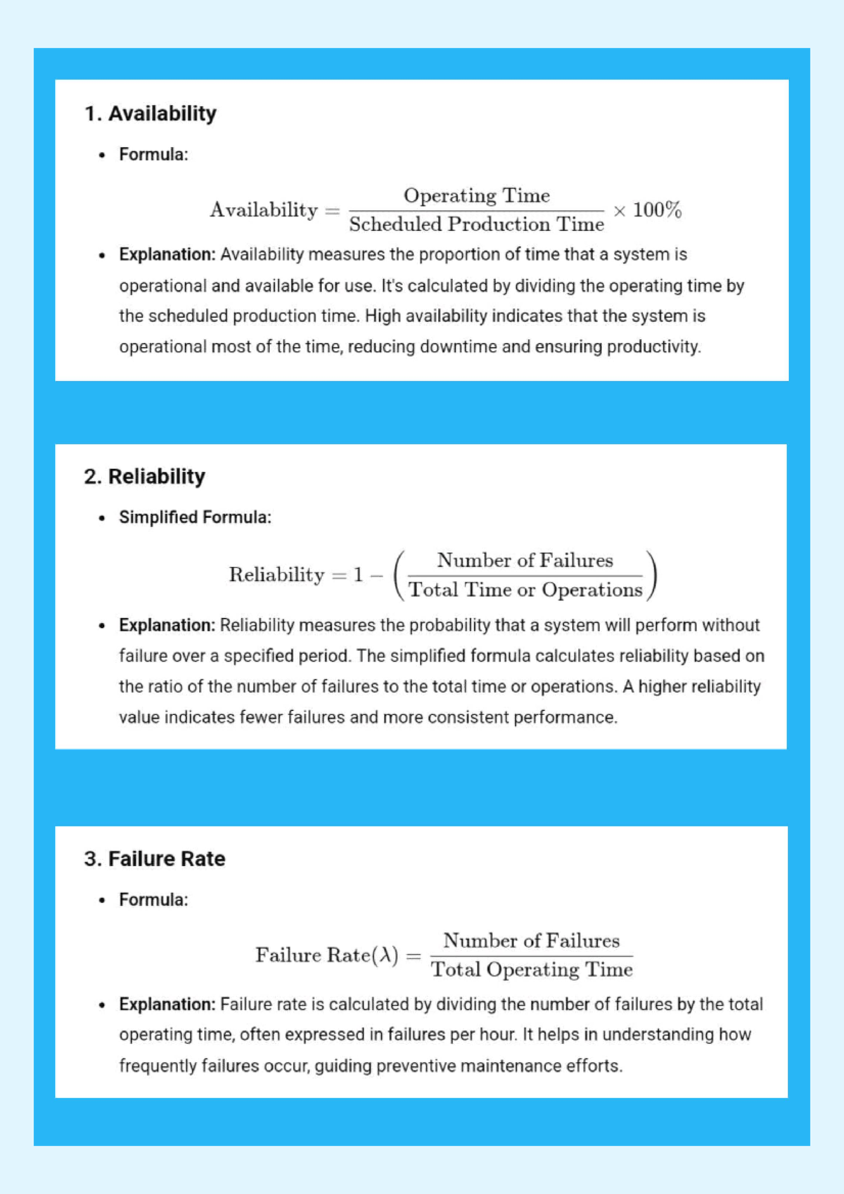 Performance Metrics - Formulario - 1. Availability Formula ...