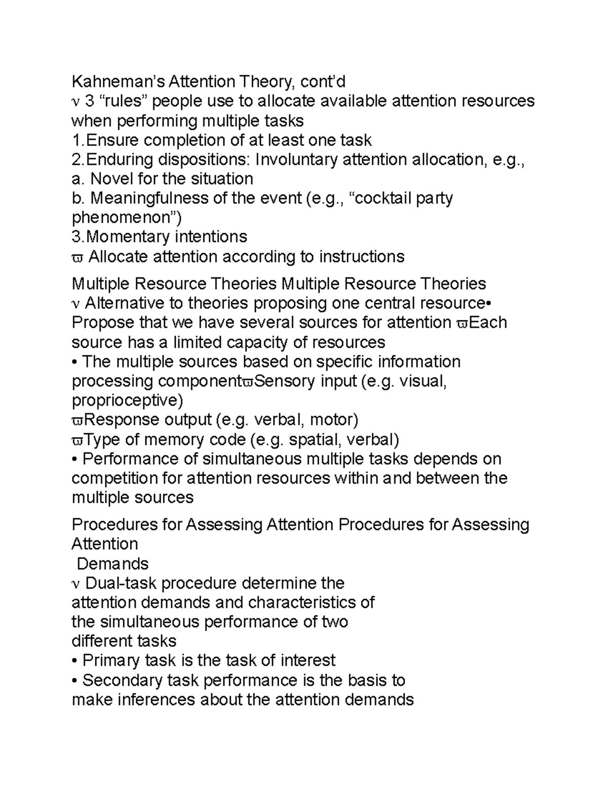 Exsc 304 32 - Practice materials with notes - Kahneman’s Attention ...