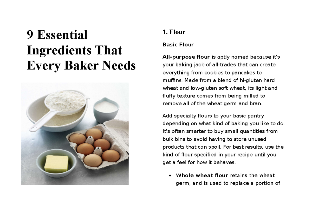 9 Essential Ingredients That Every Baker Needs - Flour Basic Flour All ...