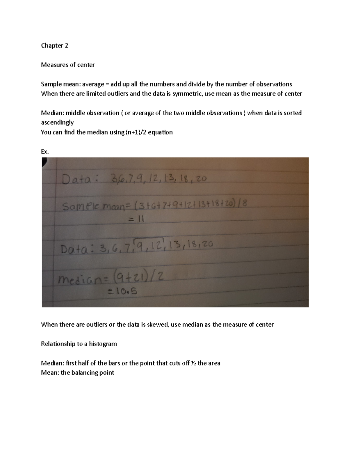 Statistics 101 notes week 1 chapter 2- Google Docs - Chapter 2 Measures ...