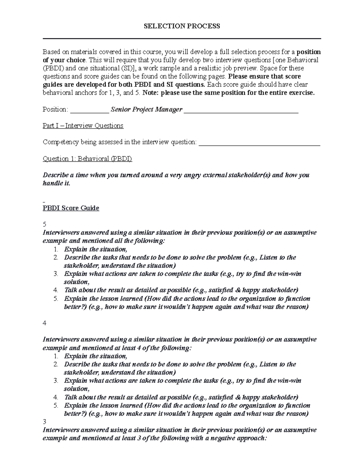 Project Managemnet Selection process - SELECTION PROCESS Based on ...