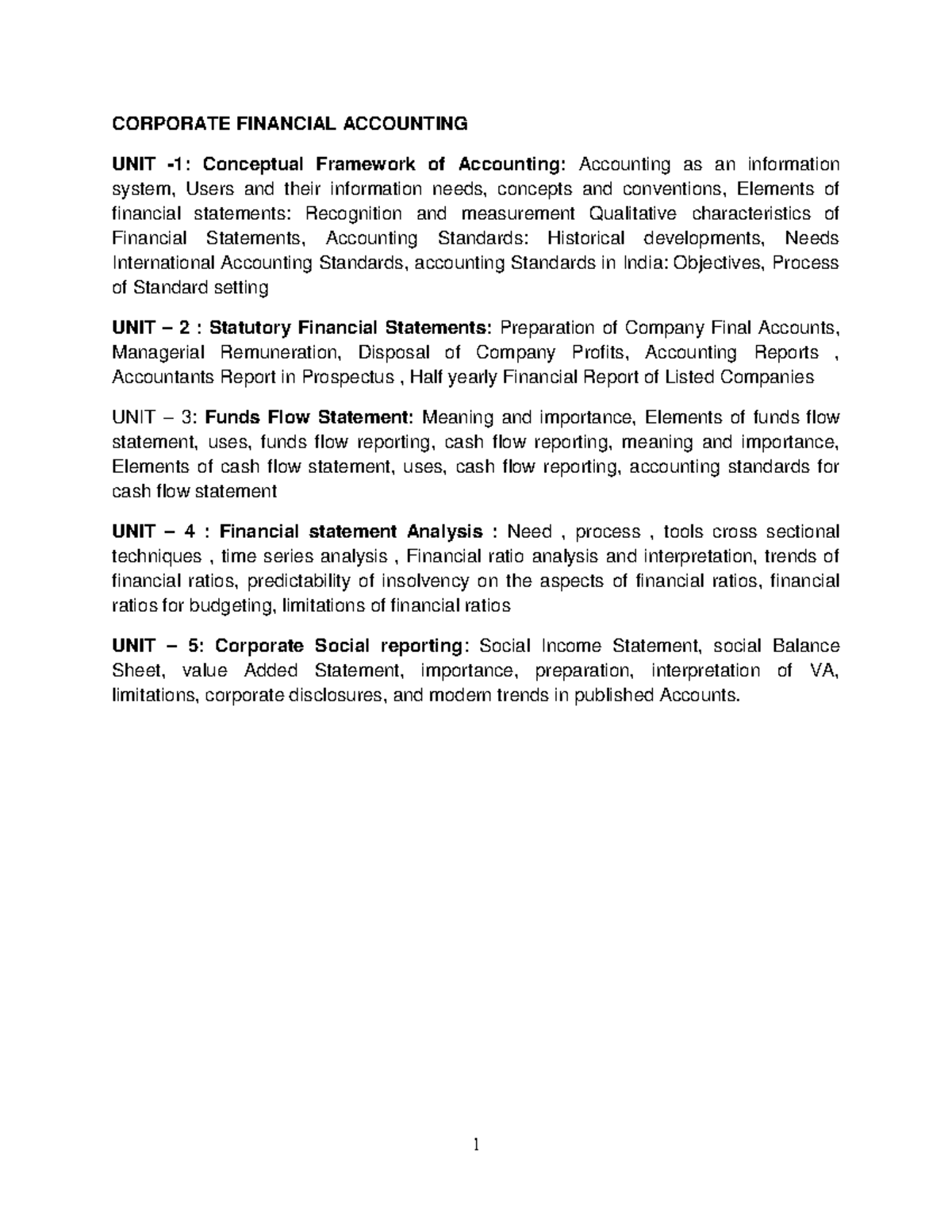 Corporate Financial Accounting - CORPORATE FINANCIAL ACCOUNTING UNIT -1 ...