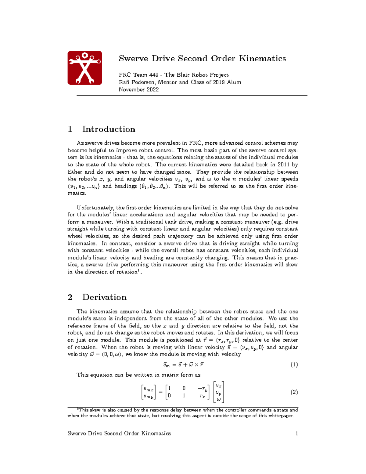 Swerve Drive Second Order Kinematics - The most basic part of the ...