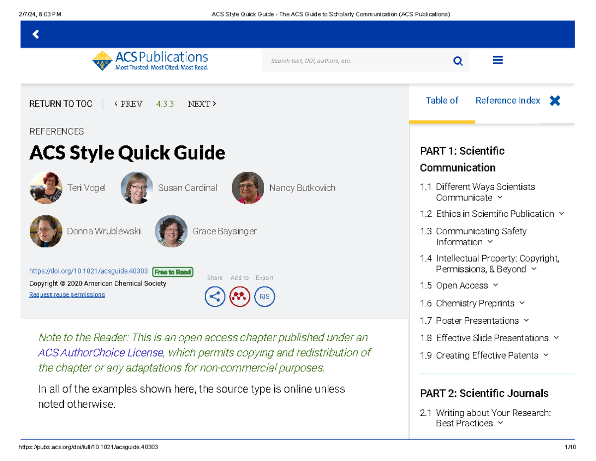 ACS Style Quick Guide - The ACS Guide to Scholarly Communication (ACS ...