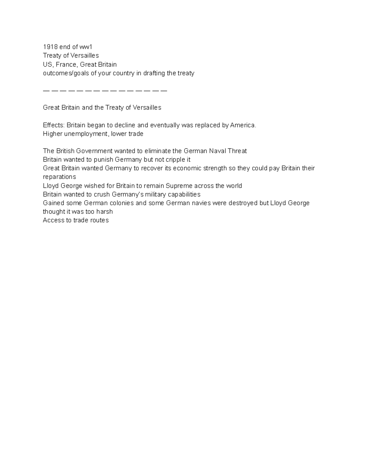 Unit 11 - Worlds of History - 1918 end of ww Treaty of Versailles US ...