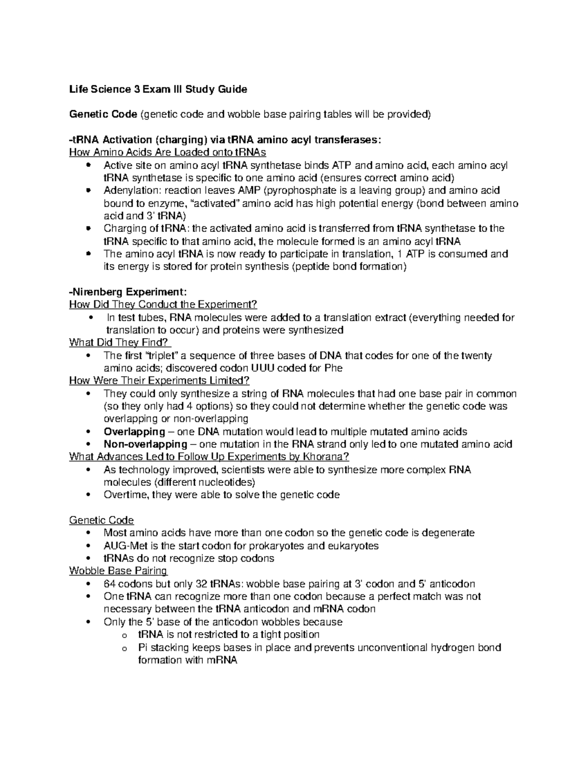 Life Science 3 Final Study Guide - Life Science 3 Exam III Study Guide ...