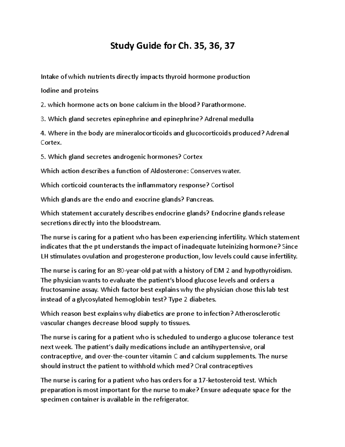 Chapter 35, 36, 37 Test Study Guide - Study Guide for Ch. 35, 36, 37 ...
