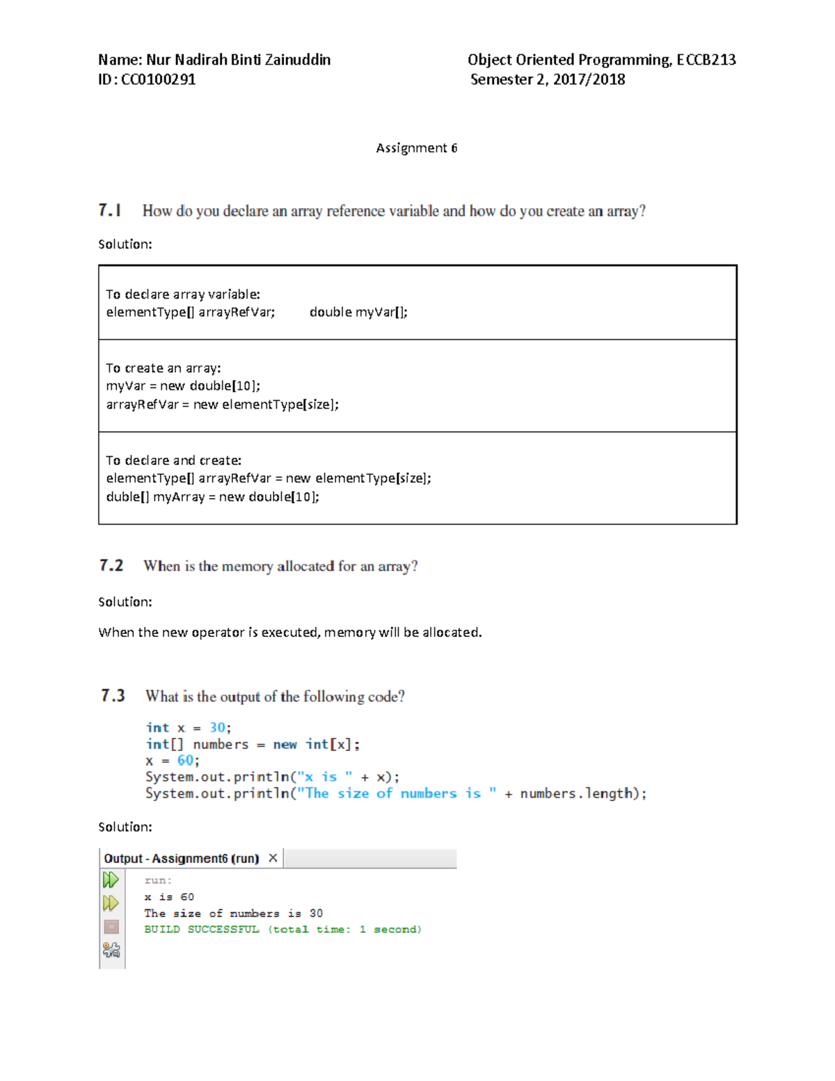 Assignment 6 - ID: CC0100291 Semester 2, 2017/ Assignment 6 Solution ...