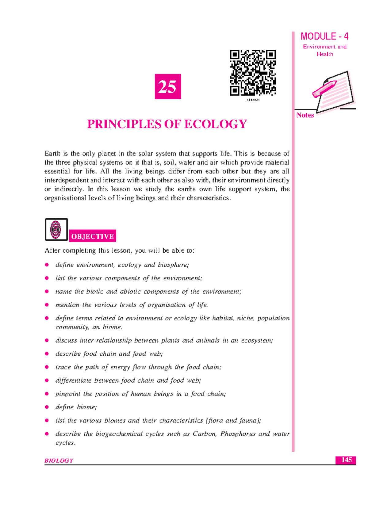 Lesson-25 - Principles of Ecology Notes MODULE - 4 Environment and ...