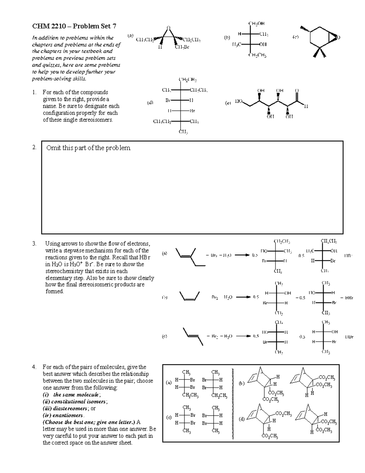 Old problem set 7 - CHM 2210 – Problem Set 7 In addition to problems ...