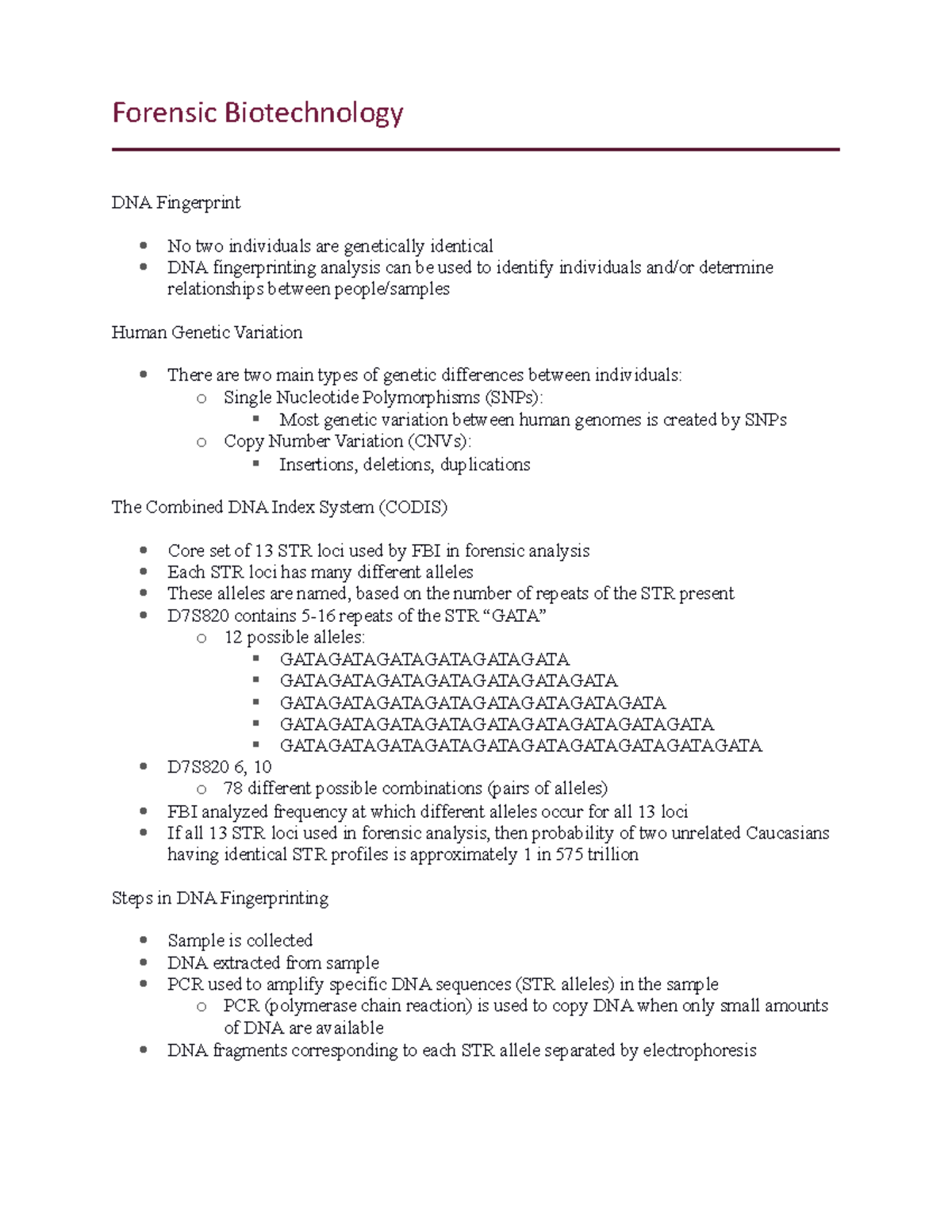 Forensic Biotechnology - Studocu