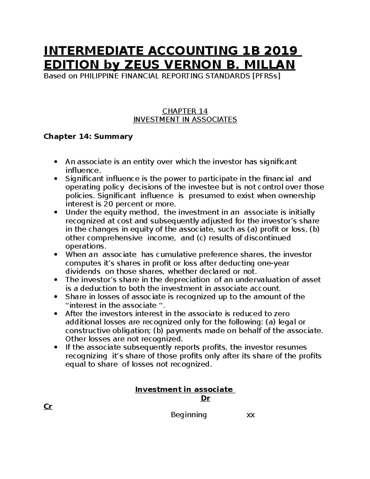 Investment in associate - INTERMEDIATE ACCOUNTING 1B 2019 EDITION by ...