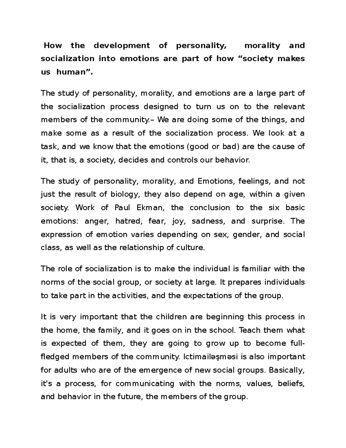Development of personality and morality - How the development of ...