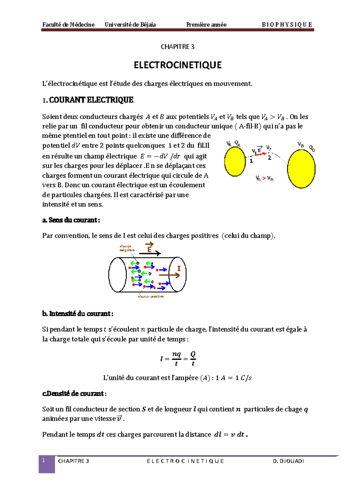 Bioph 1an06 03electrocinetique - CHAPITRE 3 ELECTROCINETIQUE L ...
