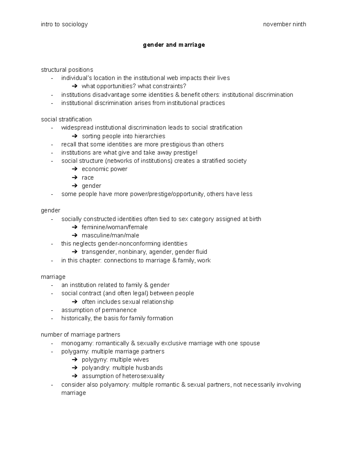 Introduction to Sociology: Gender Marriage and Institutional ...