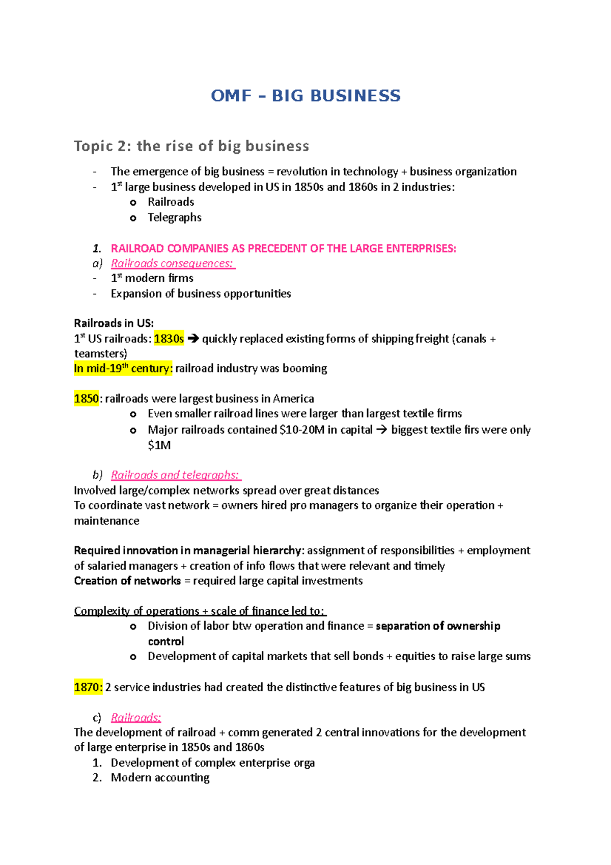 OMF - Big Business - OMF – BIG BUSINESS Topic 2: the rise of big ...