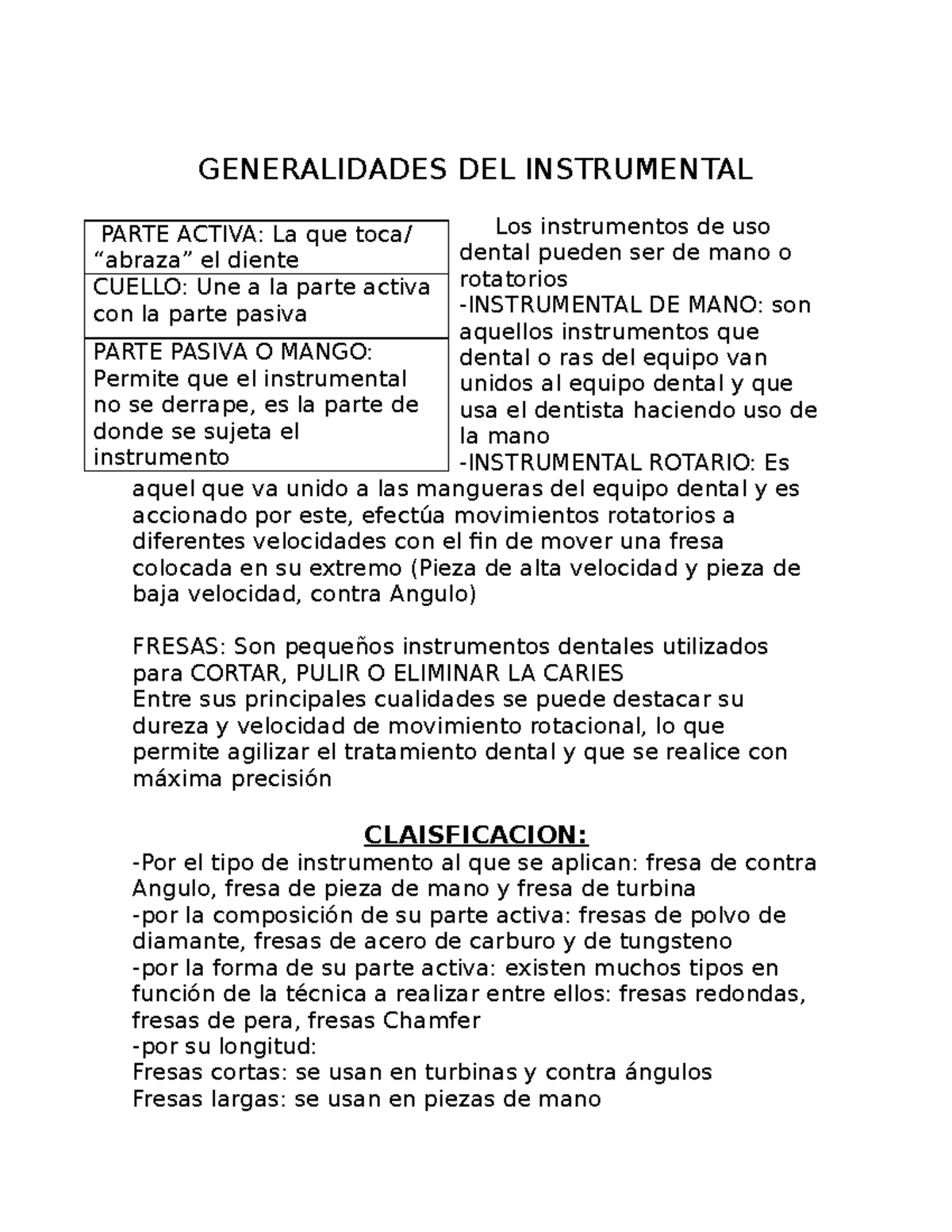 Manual Asistente Dental - GENERALIDADES DEL INSTRUMENTAL Los ...