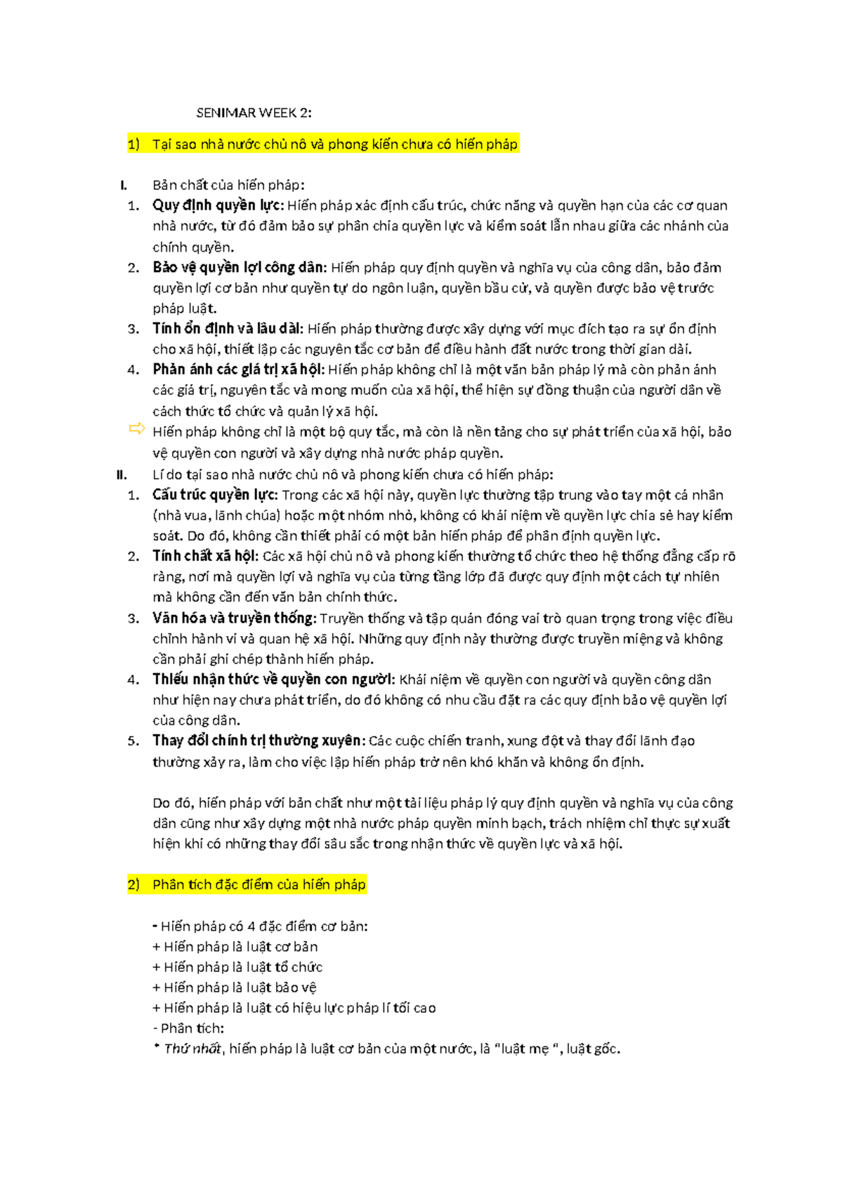LHP TUẦN 2 - seminar answer - SENIMAR WEEK 2: 1) Tại sao nhà nước chủ ...